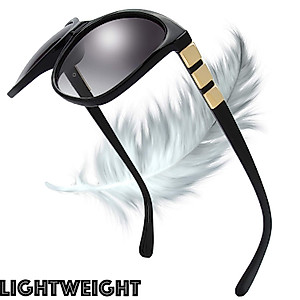 The Fresh Women's Oversized Square Jackie O Cat Eye Hybrid Butterfly Fashion Sunglasses - Exquisite Packaging (718801-Black/Gold, Gradient Grey)