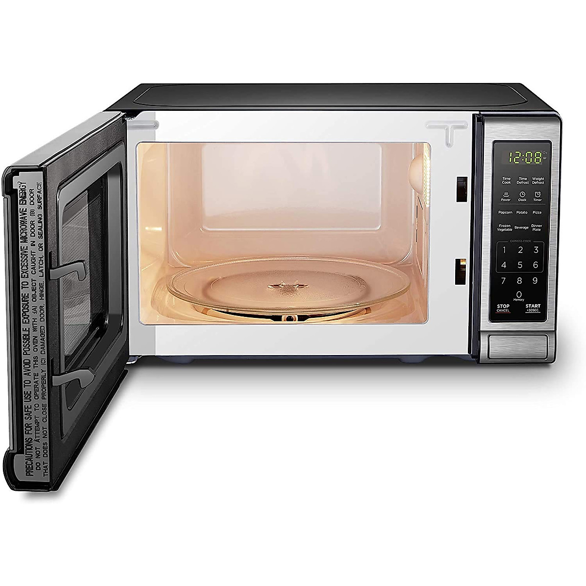 BLACK+DECKER EM720CB7 Digital Microwave Oven with Turntable Push-Button Door, Child Safety Lock, 700W, Stainless Steel, 0.7 Cu.ft