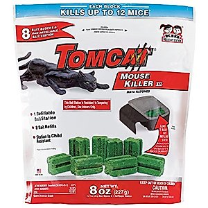 Tomcat Mouse Killer III Tier 3 Refillable Mouse Bait Station, 1 Station with 8 Baits (Bag)