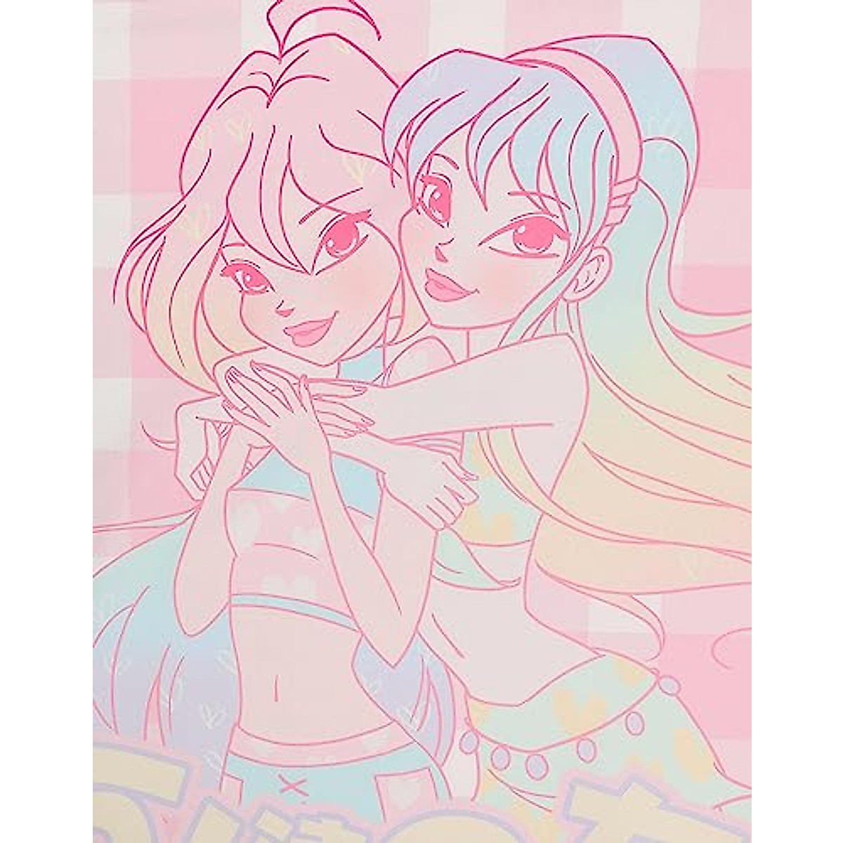 Winx Club Tapestry Wall Hanging Kawaii Friendship Dark Gothic Wall Tapestry for Living Room Bedroom (Pink)