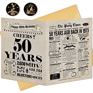 50th Birthday Card, 50th Birthday Gifts for Women Men, 50th Birthday Decorations for Him Her, Big Birthday Cards for 50 Year Old Daughter Son, Back in 1974 Birthday Card for Husband Wife Friends