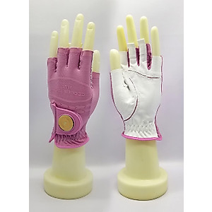 Copper Tech COPPERTECH Plus Womens Half Glove Worn ON Right Hand (White/Pink, MED to LG(ONE Size FIT Most), Worn ON RGHT Hand)