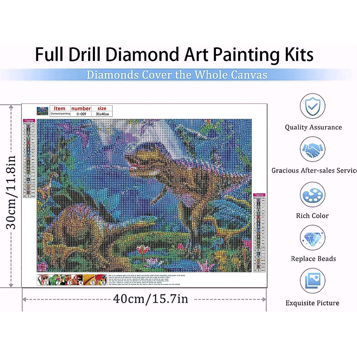 VeGuude Diamond Painting Kits for Adults -Dinosaur World DIY 5D Diamond Art Kits Full Drill Diamond Dots Paintings with Diamonds Gem Art and Crafts Home Decor 12x16inch