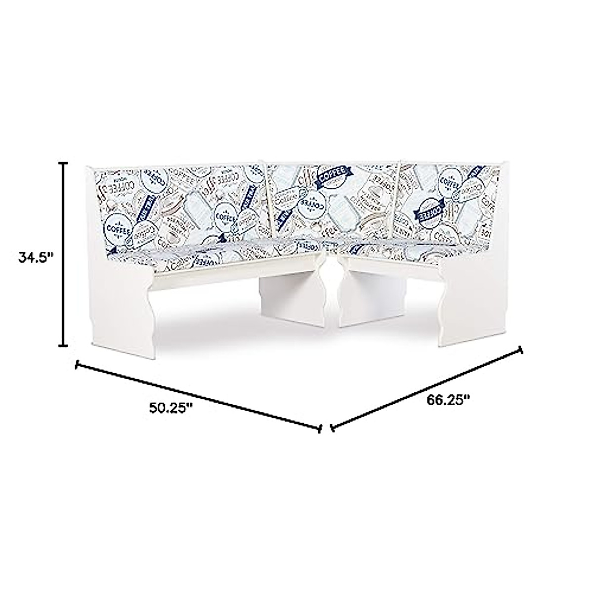 Linon Lucy Coffee Nook - White 66.25 x 34.5 x 50.25