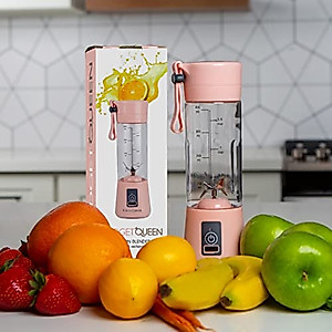 Portable Blender for Shakes and Smoothies – Rechargeable 15.5-Oz Fusion Blender & Portable Juicer Comes with Carry Strap, USB Cable, 2 Reusable Straws, 1 Straw Cleaner & 1 Bottle Cleaner, (Cotton Candy Pink)
