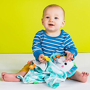 Bright Starts Elephant Cuddle 'n Tags 2-Sided Baby Lovey Security Soothing Blanket, 16"