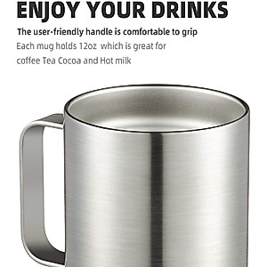 MEWAY 12oz Mix Color Mug With Handle 8 Pack Bulk,Stainless Steel Insulated Travel Tumblers With Sliding Lid,Double Wall Vacuum Camping Coffee Cup for Hot & Cold Drinks Tea (Mix,Set of 8)