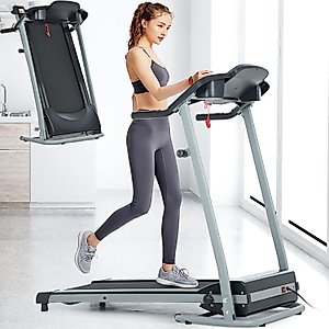Treadmill with Incline, 2.5HP Foldable Treadmill for Home Office Small Space Portable Walking Treadmill 265 Lbs with 15 Preset PROG, LED Display, Speaker and Cup Holder