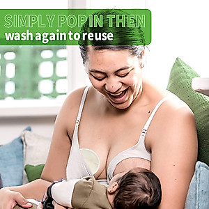 Haakaa All-Day Reusable Nursing Pad Set 8P -Washable Absorbent Bamboo Breast Pad - Perfect Leakproof Nipple Covers for Ladybug Letdown Catcher Pump & Postpartum Breastfeeding Mom w/Laundry Bag