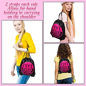Paterr 12 Pcs Cheer Drawstring Backpack Cheerleaders Drawstring Gym String Bag Sports Gifts for Women Men(Pink, 11.8 x 10 Inch)