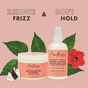 SheaMoisture Bundle Styling Cream Curly, Frizzy Hair Coconut & Hibiscus Curling Cream for Natural Hair 12oz, 8oz, Transparent