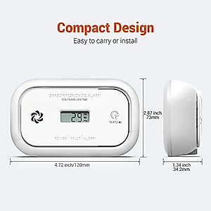 Jemay Carbon Monoxide Detector Alarm, CO Detector with Digital LCD Display, Replaceable Battery Carbon Monoxide Detectors for Home and Depot, 3 LED Lights Carbon Monoxide Alarm, 1-Pack