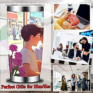 FOCIUZTA 20oz Illustrated Mother and Children Tumbler with lid, Travel Coffee Cup, Ideal for Easter, Mother Day, and birthday gifts