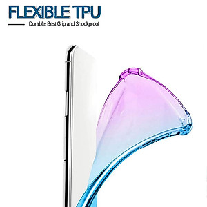 KOARWVC Case for Infinix Hot 10i Case, Smart 5 Pro PR652B X658E Case, Crystal Clear Case Gradient Slim Anti Scratch TPU Shockproof Protective Phone Cases Cover for Infinix Hot 10i (Purple/Blue)