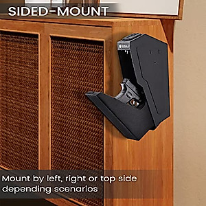 SOULYI Mounted Biometric Gun Safe For Pistols, Auto Open Handgun Safe, Pistol Safe With Fingerprint Keypad Key Quick Access For Guns Storage By Desk Nightstand Wall Cabinet