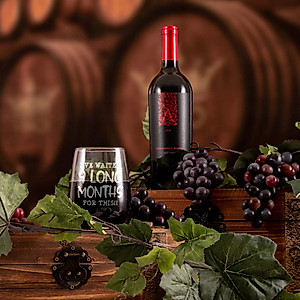 IT'S A SKIN Waited months this Wine Glass - 17 oz Stemless Glasses for Women, Baby Shower, Gender Reveal, Baby Stuff, New Mom Gift, First Mothers Day, Mommy, Mama