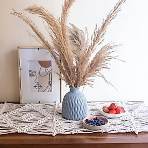 Folkulture Macrame Table Runner 13 x 100 Inches for Farmhouse, Boho Table Runner for Bohemian Rustic Wedding Dining Table, 100% Cotton, White Table Runner, Off White