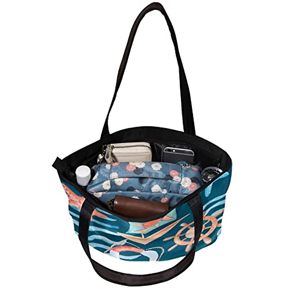 TFCOCFT Purses for Women, Tote Bag, Bags for Women, Womens Handbags, abstract ship starfish blue sea pattern