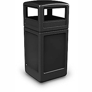 Square Waste Container with Dome Lid, 42 Gallon, Black
