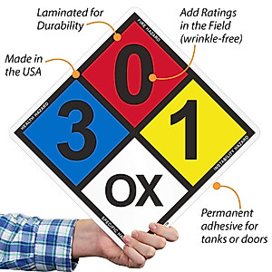 SmartSign NFPA Adhesive Label Kit (Placard, Digits & Symbols) | 17" Tall (Tip-to-Tip) Diamond Laminated Vinyl, Made in USA