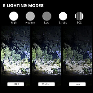 SKNSL Flashlights High Lumens Rechargeable - 900,000 Lumen High Power Flashlight, 5 Modes with Long Runtime, IPX6 Waterproof, High Powered Flash Light for Camping, Outdoors