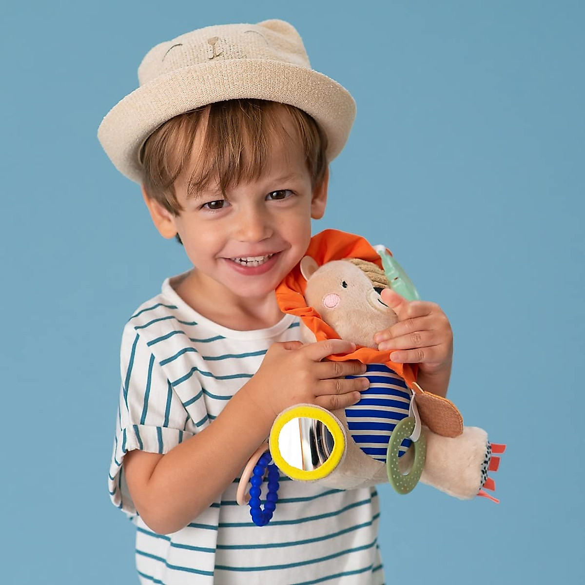 Taf Toys Harry The Lion, Newborn & Baby Developmental Soft Activity Toy. Helps Develop Motor Skills. Perfect for Multi Sensory Play with a Mirror, Teethers & Rattles. Textures and Sounds. 3-6 Months