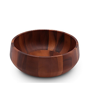 Arthur Court Acacia Wood Serving Bowl for Fruits or Salads Modern Round Shape Style 4.5 inch Tall x 11 inch Diameter Wooden Single Bowl