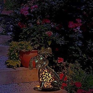 JAYXC HOME Dog Lantern Garden Statue Lamp Metal Rustic Figurine Vintage Dog Lantern Solar Powered Yard Decorations Zen Puppy Boston Terrier Novelty Night Lights Statues Outdoor Waterproof Yard