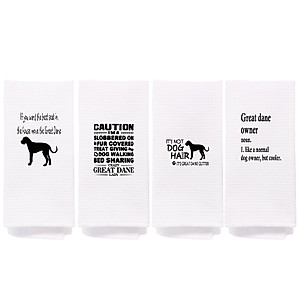 NEGIGA Great Dane Kitchen Towels 16x24 Set of 4, Great Dane Gifts for Women, Great Dane Mom Gifts, Great Dane Dish Towel Hand Towels, Great Dane Bathroom Kitchen Decor
