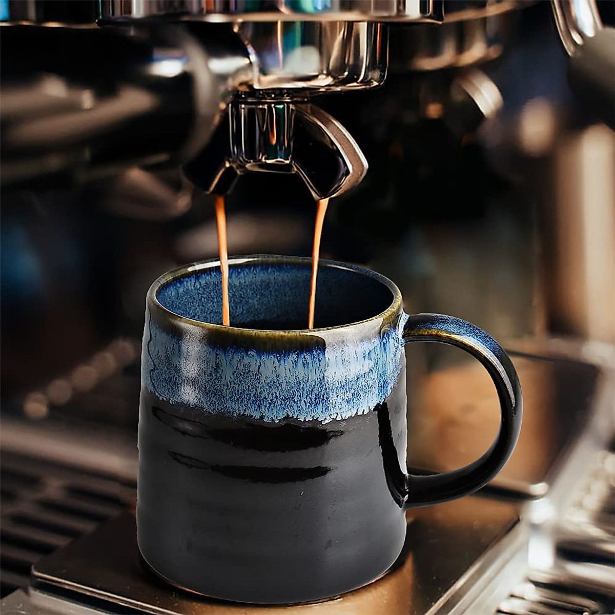 wewlink Large Ceramic Coffee Mug, Pottery Mug,Tea Cup for Office and Home,Handmade Pottery Coffee Mugs,16.5 Oz,Dishwasher and Microwave Safe,kiln altered glaze craft (Sky Blue)