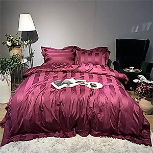 Luxury Bedding Set, Queen King Size Bed Sheet Duvet Cover Egyptian Cotton Silky Soft Bedclothes Hotel Home Quilt Covers,Red,200230CM