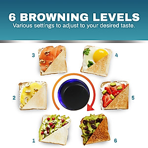 Elite Gourmet ECT2428 Extra Wide 1.25” Slot 2-Slice Toaster, Cancel, Defrost and Bagel Functions, 6 Toast Settings, Slide-Out Crumb Tray, Stainless Steel