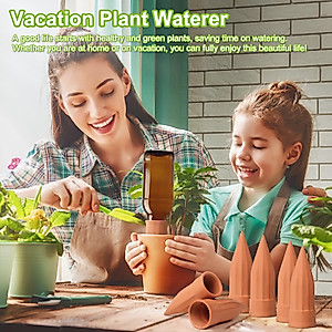 TKSCUSR 12 Pcs Self Watering Spikes Small Terracotta Plant Watering Stakes Devices Vacation Self-Watering Stakes for Indoor/Outdoor Plants