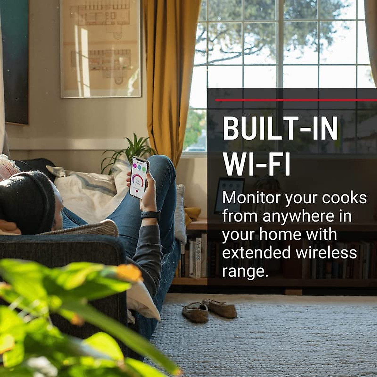 MEATER Block 4-Probe Upgraded Smart Premium Meat Thermometer with 165ft Long Range Bluetooth and WiFi for The Oven Grill Kitchen BBQ Smoker Rotisserie Bundled with HogoR BBQ Grill Black Glove