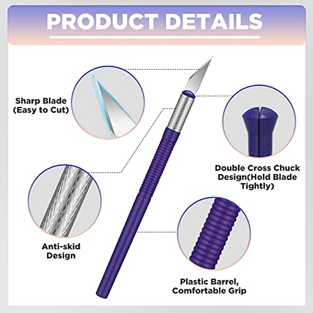 64 Pcs Craft Knife Set Steel Hobby Knife Precision Knife Precision Cutter for DIY Carving Scrapbooking, Art Cutting Carving, Phone Repair Stencil, Multicolor, 5.71 Inch