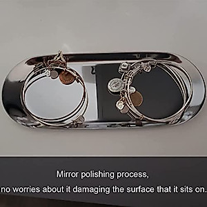 Vilihkc 4 Pack Stainless Steel Towel Tray Metal Storage Organizer Trays Dish Plate for Bathroom Vanity Countertops, Closets, Dressers - Holder for Towels Cosmetics Jewelry and More(Silver)