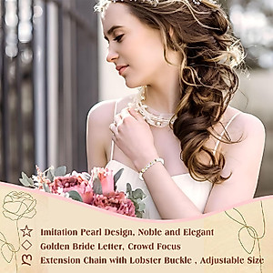 yadiana Bride Pearl Beaded Bracelet, Bride Gifts Bachelorette Party Favors Decorations Bridal Shower Gifts with Pink Gift Box for Bride to Be, Bride Bracelet Jewelry Accessory for Wedding Engagement