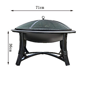 Firepit Table for Outside, Wood Burning Pit, Multifunctional Fire Pit Table, Round with Spark Screen Cover for Camping, Outdoor Heating, Bonfire