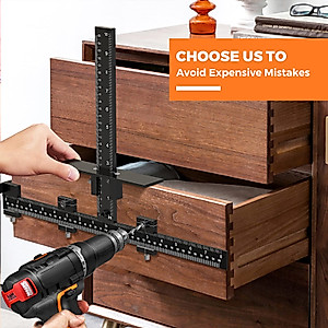 Cabinet Hardware Jig Tool, Aiment All Aluminum Pull Jig with Extensions for Oversized Handles, Adjustable Punch Locator Drill Template Guide for Door & Drawer Front Knobs, Pulls and Shelf Pin Holes