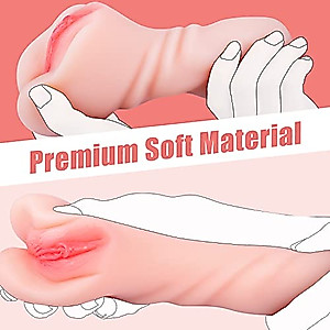 ENVONI Male Masturbators Adult Sex Toys with 3D Realistic Textured Pocket Pussy and Tight Anus Sex Blowjob Stroker,Penis Training Masturbator Anal Play Doll for Men (Flesh)