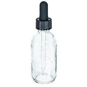 (Pack of 80) 2 oz. Clear Boston Round with Black Glass Dropper