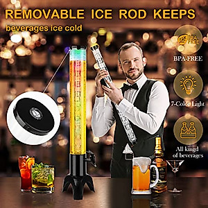 3L/100oz Mimosa Tower Dispenser with Ice Tube and Led Light, Tabletop Drink Tower Dispenser for Beer, Margarita, Liquor, Beverage
