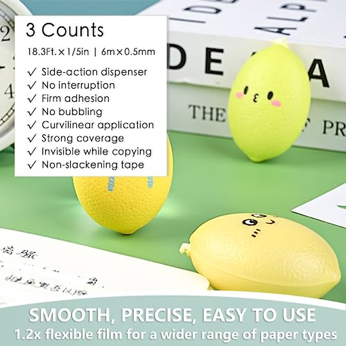 CINBOS White Out Correction Tape, Cute Aesthetic Kawaii White Out for School Office, Japanese Office Supplies and Stationery, 3 PCS(CS-07)