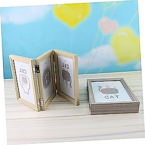 IMIKEYA 1pc Triple Folding Photo Frame Tabletop Picture Frame Wooden Folding Picture Frame wood picture frame wooden frames photo wall collage artistic picture frame office Vertical Gift