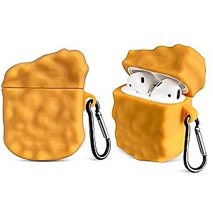 MOLOVA Chicken Theme Case for Airpods 1&2 Case,Silicone 3D Cute Funny Food Kawaii Airpods Cover Shock Proof Protective Skin with Keychain(Chicken Nuggets)
