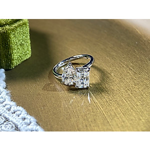 3 CTW Pear & Radiant Cut Toi et Moi Moissanite Engagement Ring, 10K / 14K / 18K Gold D Color VVS1 Clarity Two Stone Ring for Women, Anniversary Gift for Her