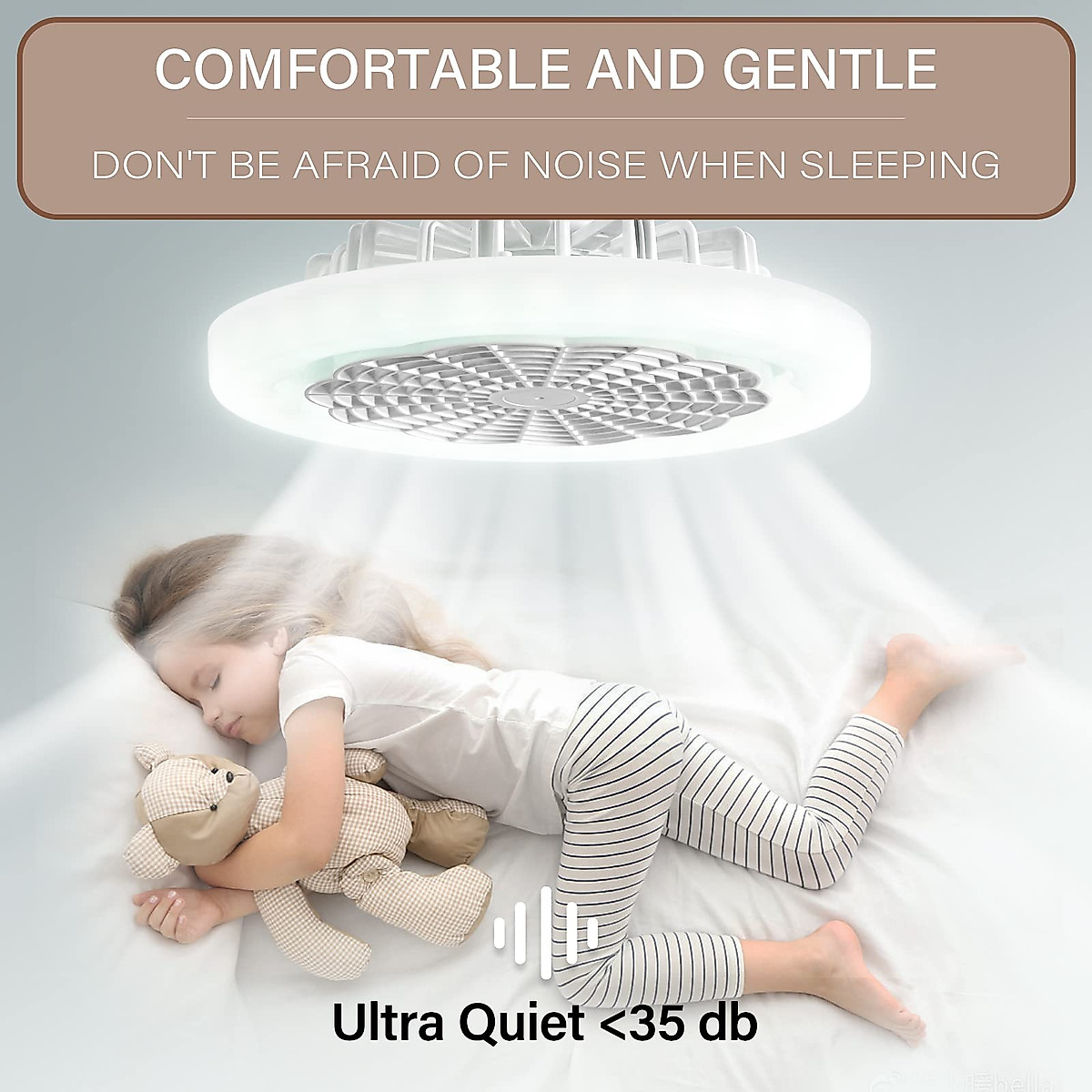 YHPOYLP 10Inch Enclosed Ceiling Fan with Light