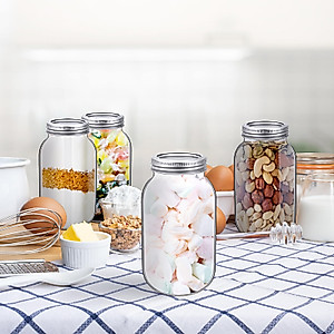 Uiifan 12 Pcs Large Mason Jars 32 oz Glass Jars with Regular Metal Airtight Lids and Bands Wide Mouth Canning Jars 1 quart Large for Jam, Honey, Pickle, Fruit 7.09 Inches in Height