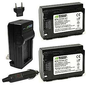 Wasabi Power NP-FZ100 Battery (2-Pack) and Charger for Sony FX3, a1, a9, a9 II, a7C, a7R III, a7R IV, a7S III, a7 III, a7 IV, a6600