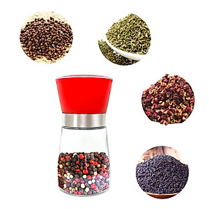 Honbay 1PCS Premium Red Home High Grips Manual Salt or Pepper Grinder Mill Shakers Grinder Jar for Kitchen